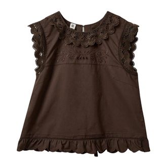 The Garment Baumwoll-Top mit Spitzeneins&auml;tzen - - Blouses & Shirts - Damen - Braun - XS