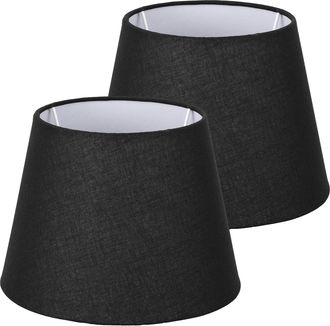 Navaris 2x Lampenschirm aus Leinen - 2er Pack E27 Lampen Schirm für Tischlampe oder Stehlampe - 2 Ersatz Lampenschirme klein - Außen Schwarz/Innen Weiß