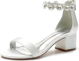 Miyoopark Chaussures de mariage pour femmes Talon bas Sandales de soirée M653, ivoire (ral 1013), 42.5 EU