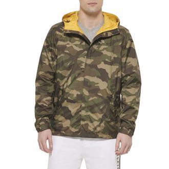 Tommy Hilfiger Herren Mens Lightweight Breathable Waterproof Hooded Rain Jacket Regenmantel, Camouflage, XL