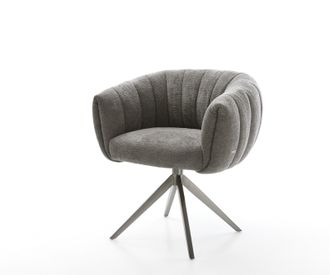 DELIFE Drehstuhl Jada-Flex Boucl&eacute; Soft Schlamm Kreuzgestell breit Graphit 360&deg; drehbar Wippfunktion Taschenfederkern, Esszimmerst&uuml;hle