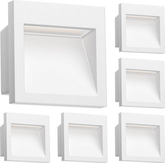LEDs Com 6 Stück LED Wandeinbauleuchte NOLA, Downlight für außen, IP54 matt, 90 x 90mm, warmweiß