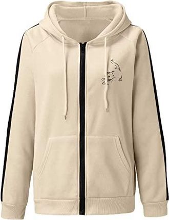 Generic Vestes &agrave; capuche &agrave; fermeture &eacute;clair pour femme, tendance, surdimensionn&eacute;, confortable, grande taille, 2026, beige, S