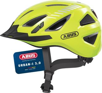 ABUS Stadthelm Urban-I 3.0 - Fahrradhelm mit R&uuml;cklicht, Schirm und Magnetverschluss - f&uuml;r Damen und Herren - Gelb (signal yellow), Gr&ouml;&szlig;e M
