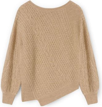 Motivi Femme, Pulls, Beige, Taille: 40 FR Pull Asym&eacute;trique en Tricot &agrave; C&acirc;bles