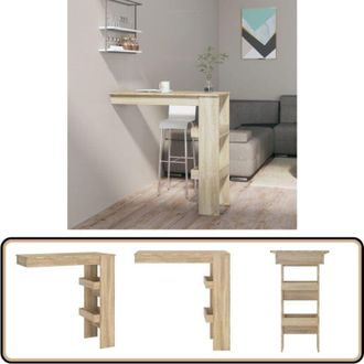 vidaXL Table bar murale Chêne Sonoma 102x45x103,5 cm Bois dingénierie - Table Bar Murale - Table De Bar - Meuble De Salon - Table Design - Table Rustique
