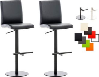Clp 2er Set Barhocker Cadiz Kunstleder I Thekenhocker Mit Fußstütze I Tresenstühle Höhenverstellbar Und 360° Drehbar, Farbe:schwarz, Gestell Farbe:schwarz