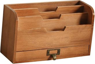 Aboofan Holz Desktop Aufbewahrungsregal Vintage Stil Ablagef&auml;cher Regalbreit Organizer f&uuml;r B&uuml;ro Zuhause Study Tisch Organizer Regalhalter aus Hochwertigem Hol