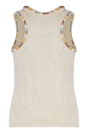Kristina Ti Womens Cotton Knitted Sleeveless Top White Vests & Tank Tops