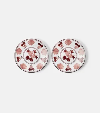 Cabana Set de deux assiettes &agrave; dessert Blossom en c&eacute;ramique