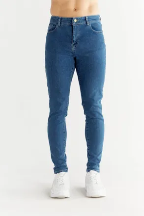 Evermind Herren vegan Jeans Skinny Fit Saphirblau