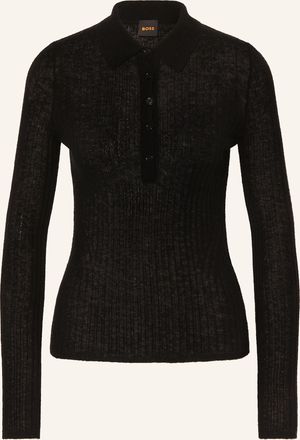 HUGO BOSS Strick-Poloshirt Fuganel schwarz