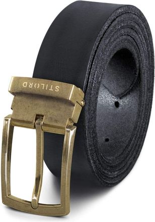 STILORD Vintage Echtleder G&uuml;rtel Herren Damen Retro K&uuml;rzbar Universal Lederg&uuml;rtel B&uuml;ffelleder, Farbe:schwarz | Schnalle antik - bronzen I, Gr&ouml;&szlig;e:Universal 80-