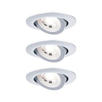 Paulmann 92986 Spot LED encastrable &agrave; 3 niveaux orientable rond 82 mm 70&deg; 3 x 6 W 3 x 550 lm 230 V 3000 K Chrom&eacute; mat rond Intensit&eacute; variable en plastique