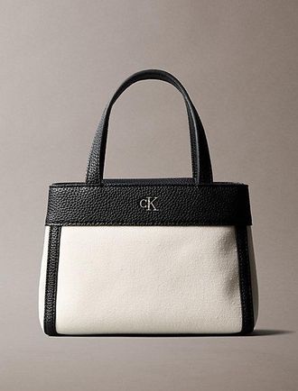 Calvin Klein Mini-shopper Aus Baumwoll-canvas - White Canvas - Damen - Einheitsgr&ouml;&szlig;e