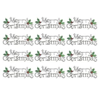 Cabilock Merry Christmas Schriftzug Weihnachtsbaum Anhänger: Silber Buchstaben Christbaumschmuck DIY 12 Stücke Christbaum Deko Weihnachtskranz Basteln Weihnach