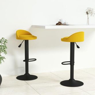 vidaXL Tabourets de bar lot de 2 Jaune Velours vidaXL