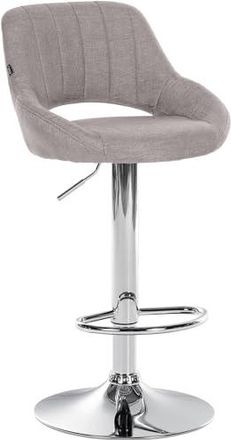 Clp Tabouret De Bar Milet en Tissu I Chaise Haute De Bistrot avec Repose-Pieds Et Pied en M&eacute;tal I Pivotant R&eacute;glable, Couleur:Gris, Couleur du Cadre:Chrome