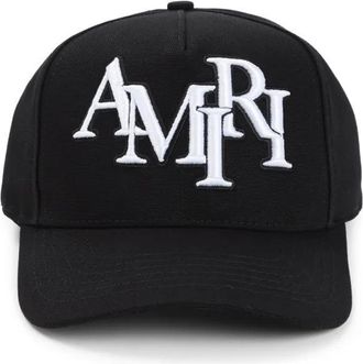 Amiri Caps & M&uuml;tzen - Structured Black Cotton Cap With Bold Embroidered - Gr. ONE SIZE - in Schwarz - f&uuml;r Damen