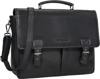 STILORD Toledo Grand Sacoche Porte Document Homme en Cuir V&eacute;ritable Vintage Cartable Ordinateur 15,6 Pouces Sac pour le Cours Serviette Professeur pour le Bus