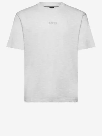 HUGO BOSS Mens Cotton T-Shirt Light Grey T-Shirts And Polos