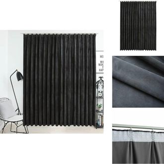 vidaXL Verdunkelungsvorhang mit Haken Samt Anthrazit 290 x 245 cm - Vordunklungsvorhang - Samtvorhang - Anthrazit - Wohnraumdekoration - Gardine