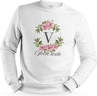 Fabulous Sweat Shirt Homme Couronne Fleur Rose Aquarelle Personnalisable Nom ou Texte et Initiale Idée Cadeau Anniversaire Elegant