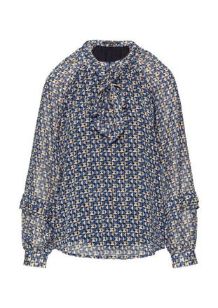 Comma Langarmbluse Bluse Gemusterte Schluppenbluse aus Chiffon