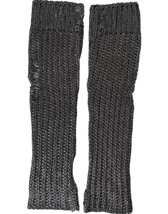 Dolce & Gabbana Womens Gray Viscose Knitted Finger Less Gloves Polyester Film Fiber