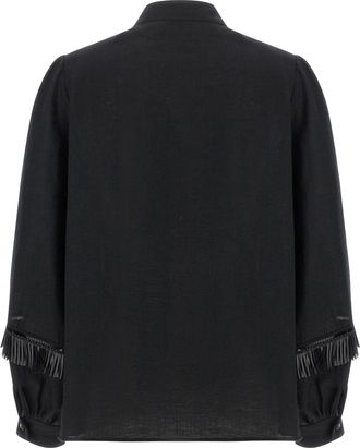 Kiton Linen with Fringe Detail Shirt - Black