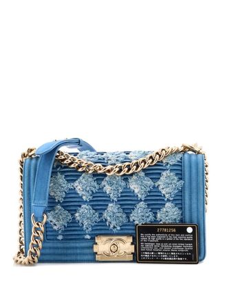 Chanel Boy Flap Bag Pleated Fringe Denim Old Medium shoulder bag - Bleu