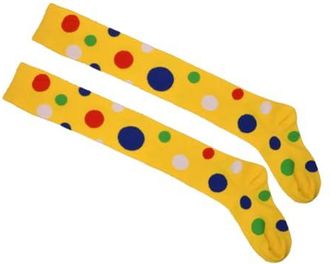 BESPORTBLE Chaussettes Longues Clown &agrave; Pois Jaunes Bas Au-dessus Du Genou pour Danse et D&eacute;guisement Accessoire Costume Clown pour Performance et F&ecirc;te