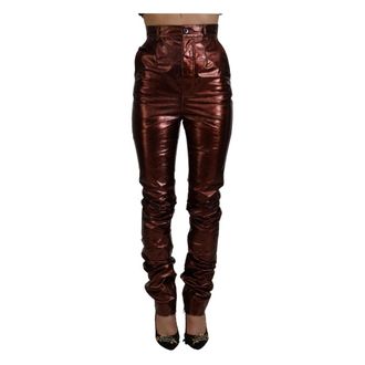 Dolce & Gabbana Metallic Bronze High Waist Skinny Jeans - - Trousers - Damen - Braun - S
