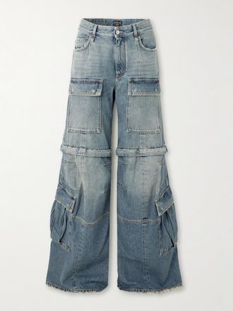 Balenciaga Jean Cargo Large Taille Mi-haute - Bleu