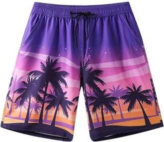 Generic HUIWDP Short de plage pour homme Style vacances Sport Cinq points Coupe ample Surf S&eacute;chage rapide avec doublure int&eacute;rieure, A9, 3XL