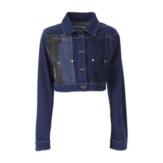 Moschino Patchwork Cropped Denim Jacket - - Jackets - Damen - Blau - S