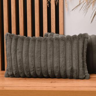 MG Design 2er Set Kissenbezüge 30 x 50 cm in Braun - mit Reißverschluss, langflorige Fell-Haptik, weich & Cosy, pflegeleicht