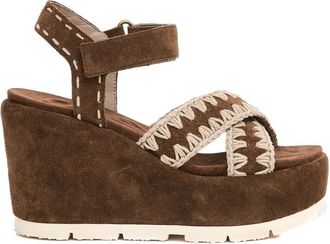 Mou Sandalen - Wedge Sandal With Crisscross Strap - Gr. 36 (EU) - in Braun - für Damen