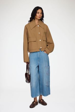Ganni blau Verk&uuml;rzte Cargo-Jeans aus blauem Denim Bio-Baumwolle - Gr&ouml;&szlig;e 24W/33L