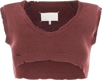 Maison Margiela Haut en maille Lived-In - Femme - Tops - Rouge - Taille: 40 FR