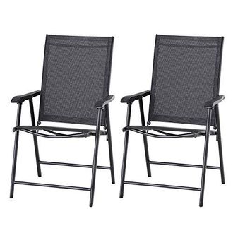 OUTSUNNY Klappstuhl mit Armlehne 2er Set Campingstuhl Angelstuhl Metall Schwarz 58 x 64 x 94 cm