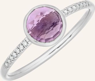 Leaf Ring Amethyst Aus 14 Karat Weri&szlig;gold Mit Diamanten silber