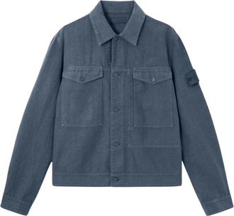 Stone Island Homme, Vestes, Bleu, Taille: XL Ghost Anti-Drop Bonded Linen Coach Jacket