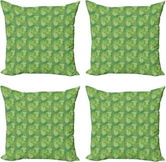 Abakuhaus Gr&uuml;n Kissenbezug Set (4 St&uuml;ck), Abstrakt Hosta Pflanzen, moderner doppelseitiger Digitaldruck, 45 cm, Fern Kalk und Hellgr&uuml;n