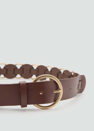 Mango Ceinture boucle ronde marron - Femme - S - MANGO