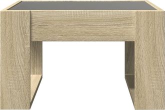 Generic Moderner Couchtisch mit LED-Licht, Glasplatte und MDF-Rahmen, Zeitgen&ouml;ssischer Wohnzimmer-Mitteltisch mit Stilvollen Beleuchteten Akzentm&ouml;beln (Sonoma