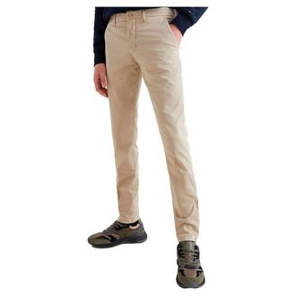 Tommy Hilfiger Herren Hose Bleecker TH Flex Satin Gmd Chino, Beige, 28W / 28L