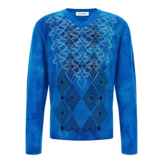 Kiko Kostadinov Hatha V-Ausschnitt Strickpullover - - Knitwear - Herren - Blau - S