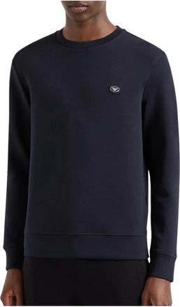 Emporio Armani Homme, Sweatshirts et sweats &agrave; capuche, Bleu, Taille: L Logo Patch SweaT-shirt