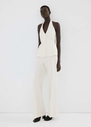 Mango Peplum-Top mit Halterkragen vanille - Damen - XXL - MANGO